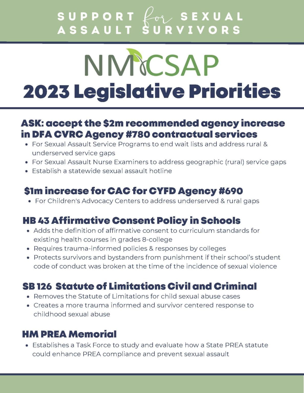 Legislative Priorities - NMCSAP