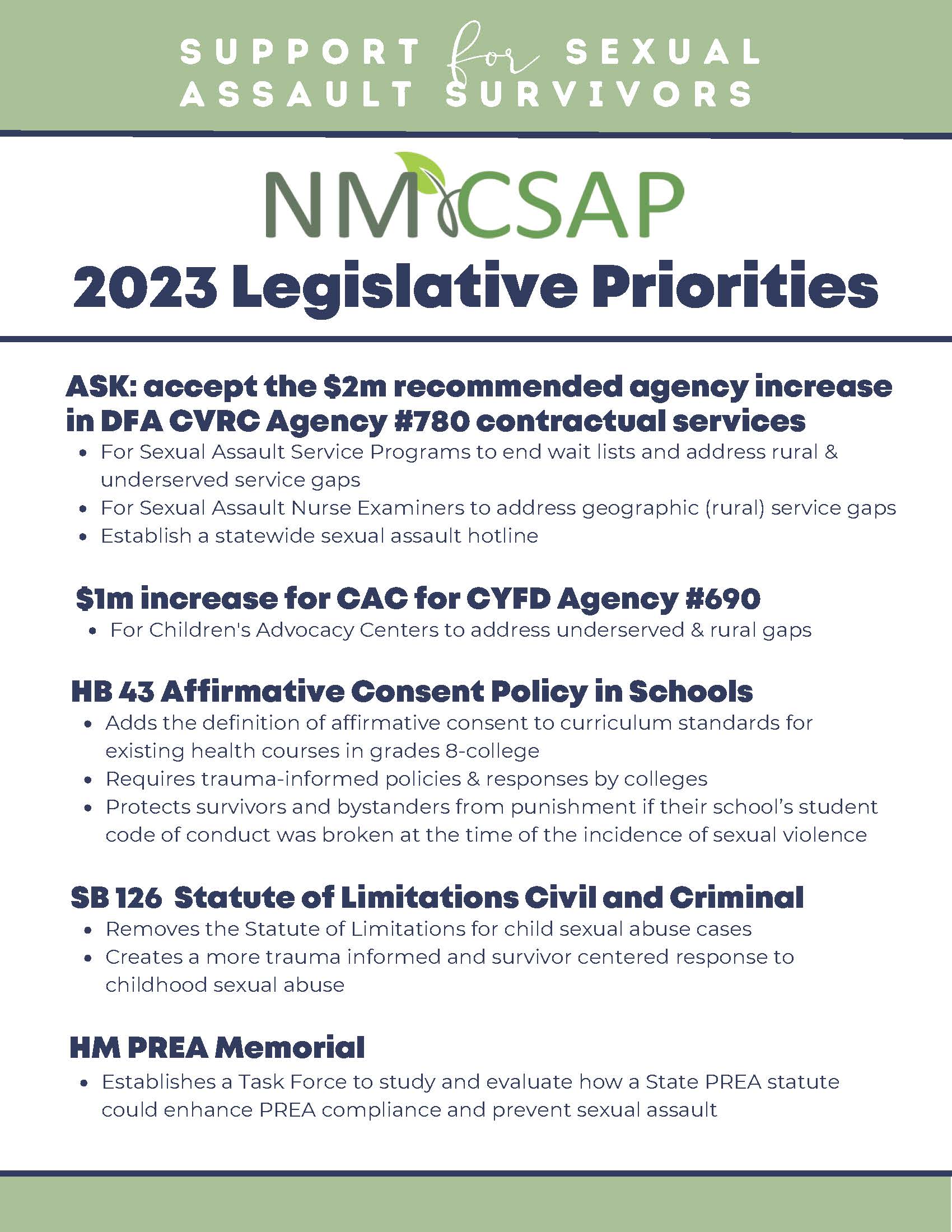 Legislative Priorities - NMCSAP